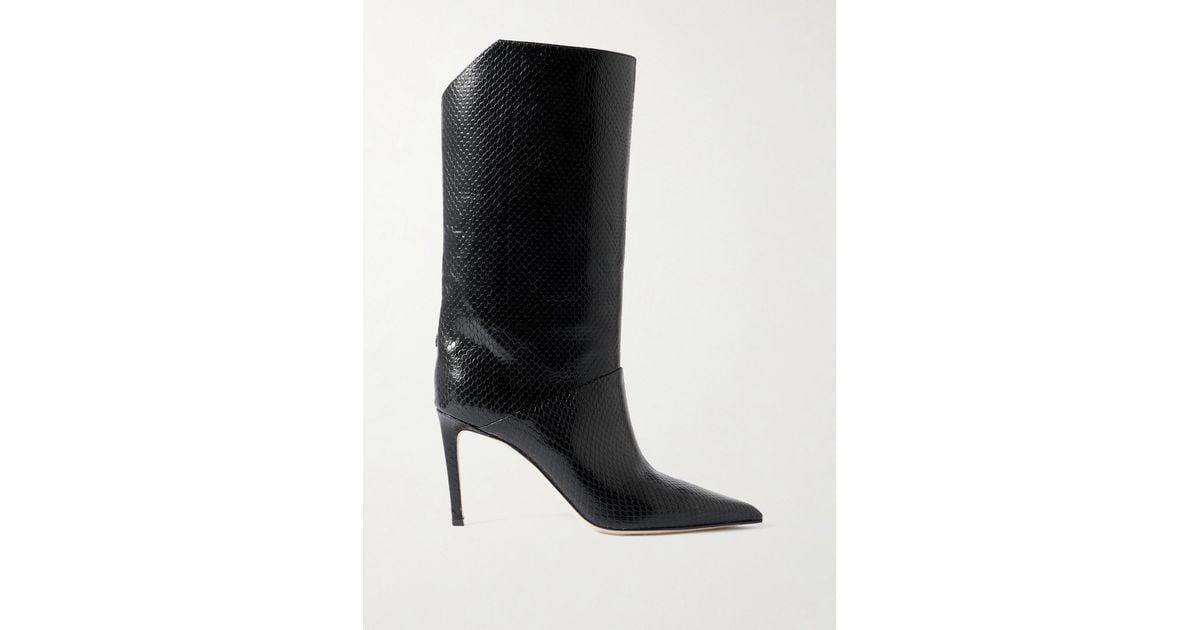 Jimmy Choo Beren 85 Snake-Effect Leather Boots in Black | Lyst UK