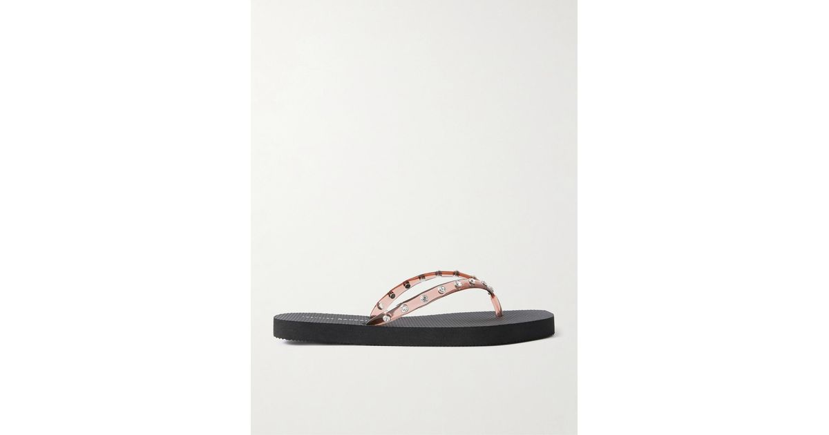 Loeffler Randall Taryn Crystal-Embellished Pvc Flip Flops in White | Lyst