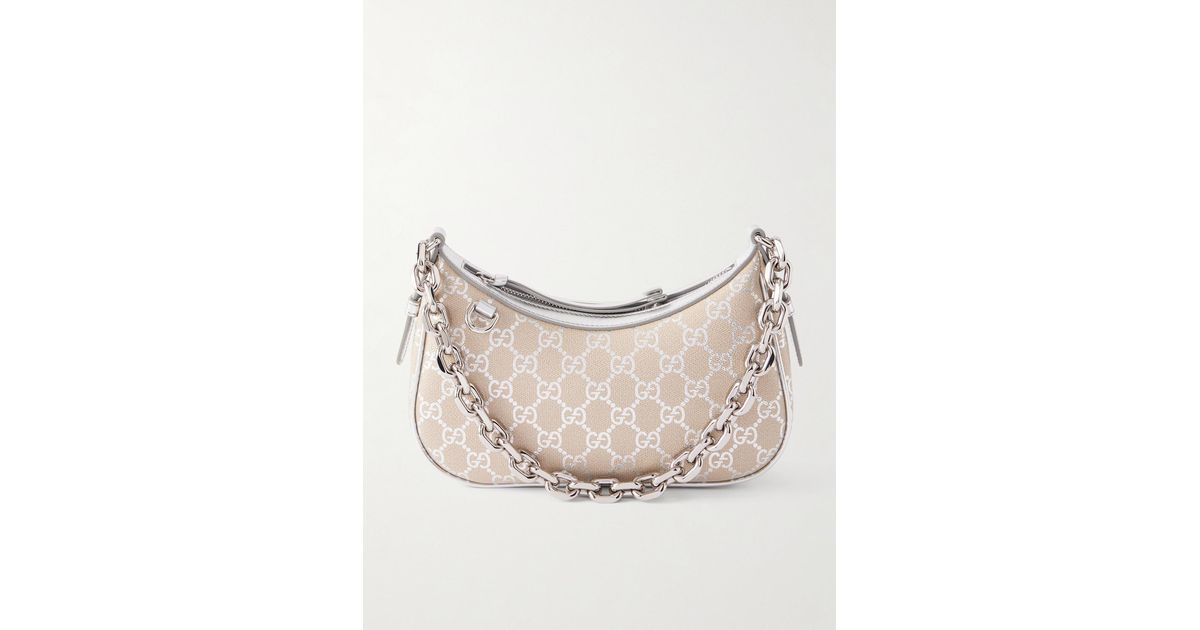 Gucci Gg Emblem Metallic-Trimmed Printed Textured-Leather Shoulder Bag ...