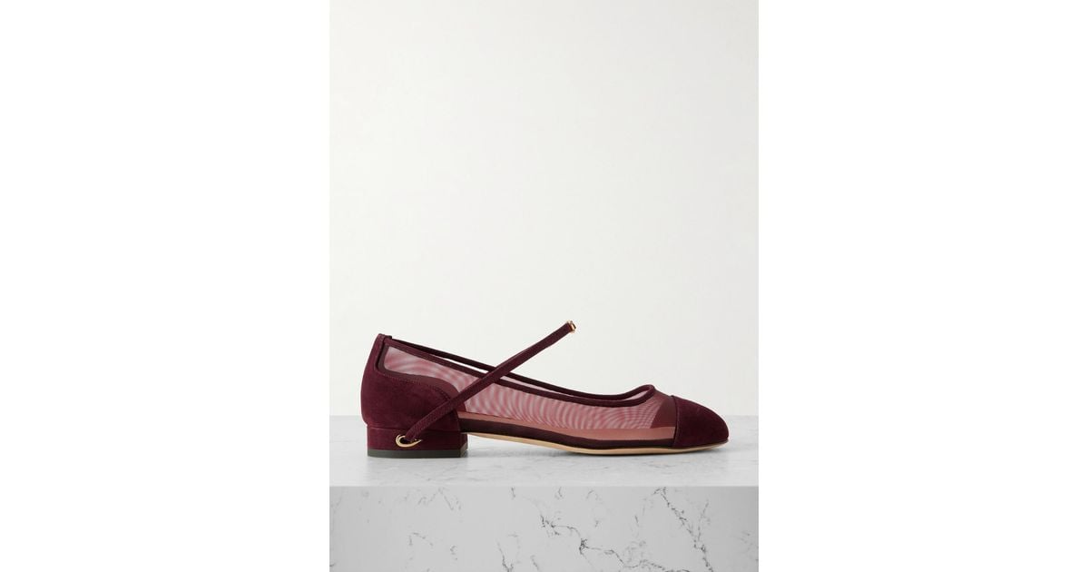 Jennifer Chamandi Paolo 20 Suede And Mesh Ballet Flats in Red | Lyst UK