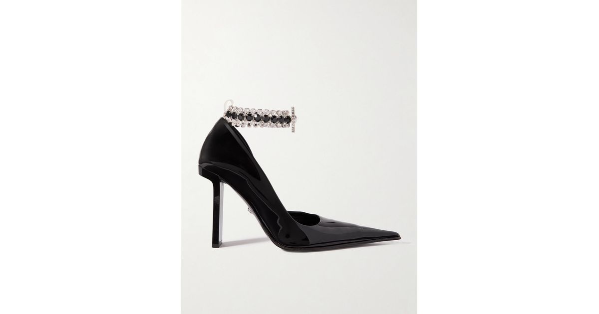 Versace Embellished Patent-Leather Point-Toe Pumps in White | Lyst