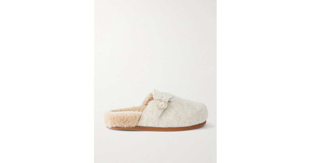 Ancient Greek Sandals Vasilitsa Shearling-Lined Felt Slippers in White ...