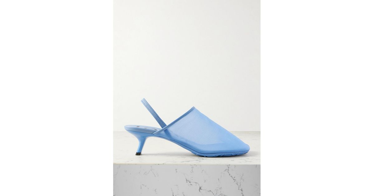 Loewe Petal Leather-Trimmed Mesh Slingback Sandals in Blue | Lyst