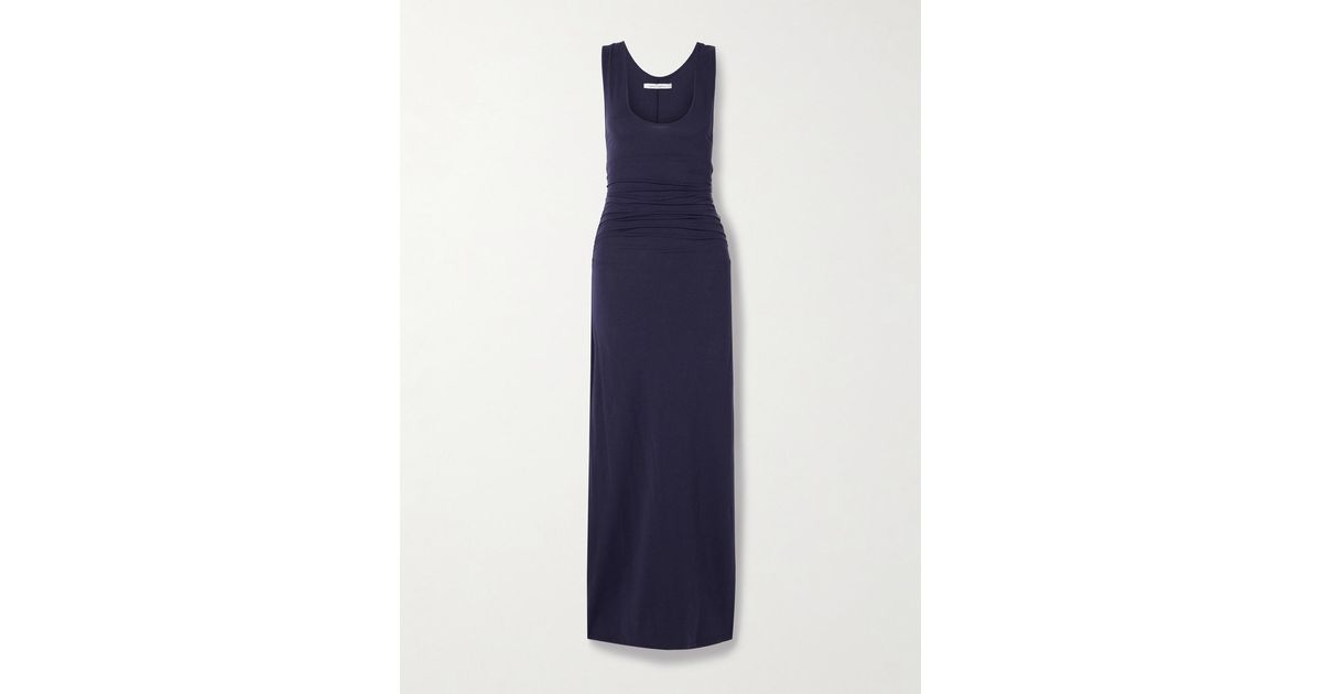 Another Tomorrow Ruched Stretch-Jersey Maxi Dress in Blue | Lyst