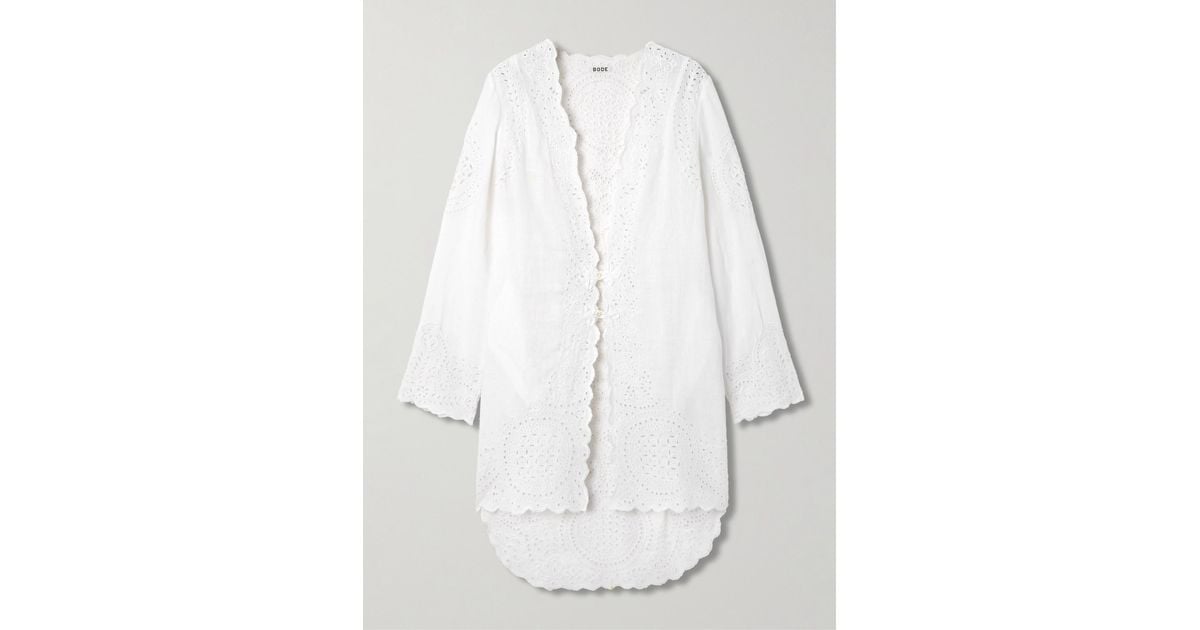 Bode Belvoir Broderie Anglaise Linen Top in White | Lyst