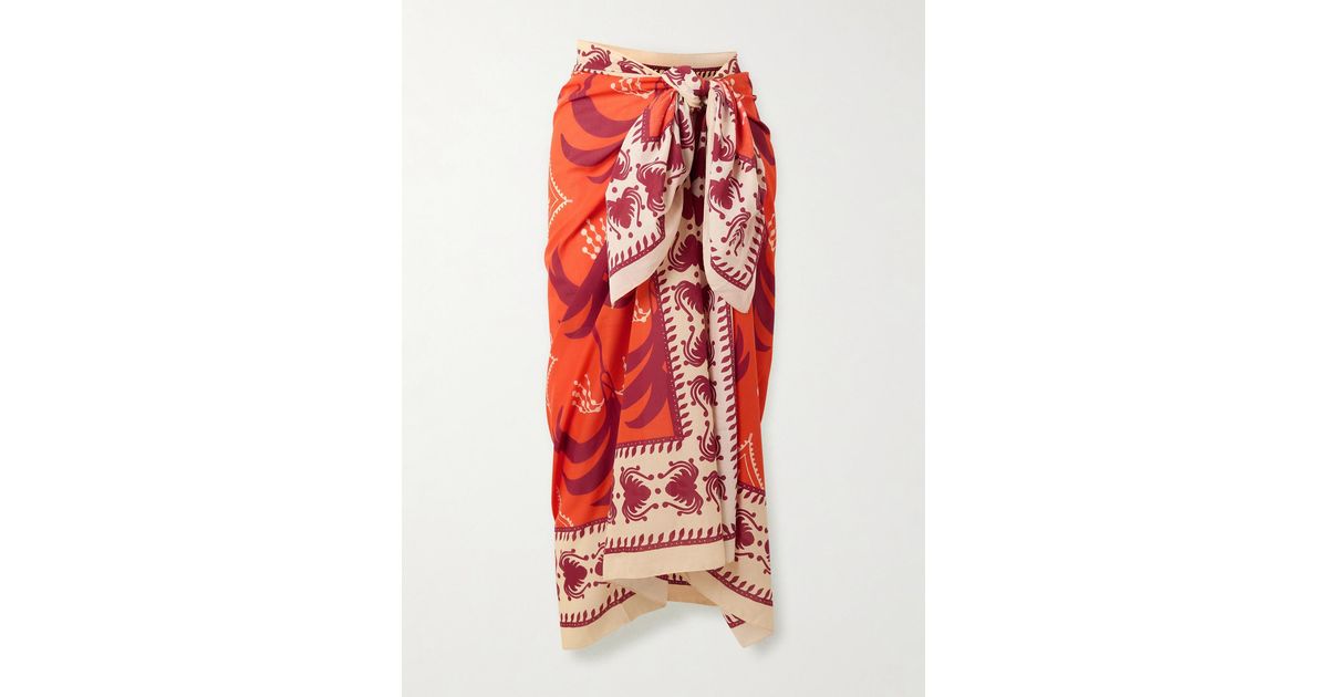 Johanna Ortiz Dance Of Printed Cotton Pareo in Red | Lyst UK