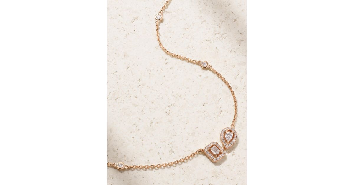Messika My Twin 18-Karat Rose Diamond Necklace in Natural | Lyst UK