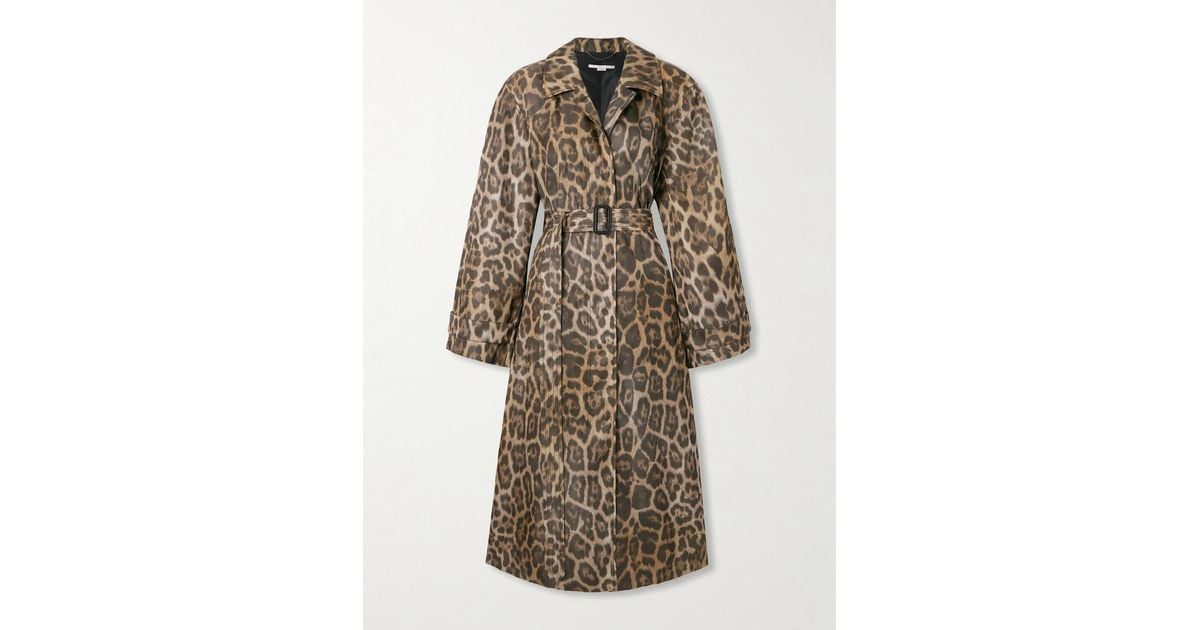 Stella McCartney Belted Leopard-Print Recycled-Shell Trench Coat | Lyst