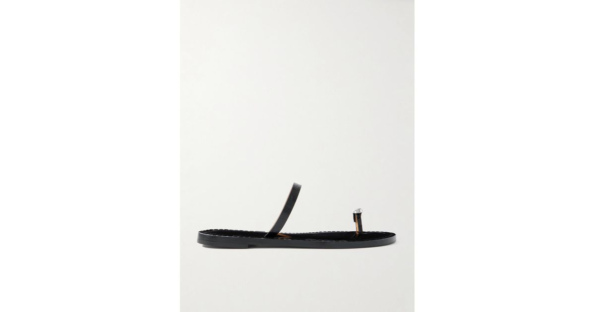 Amanu The Kibera Embellished Croc-Effect Leather Sandals in White | Lyst
