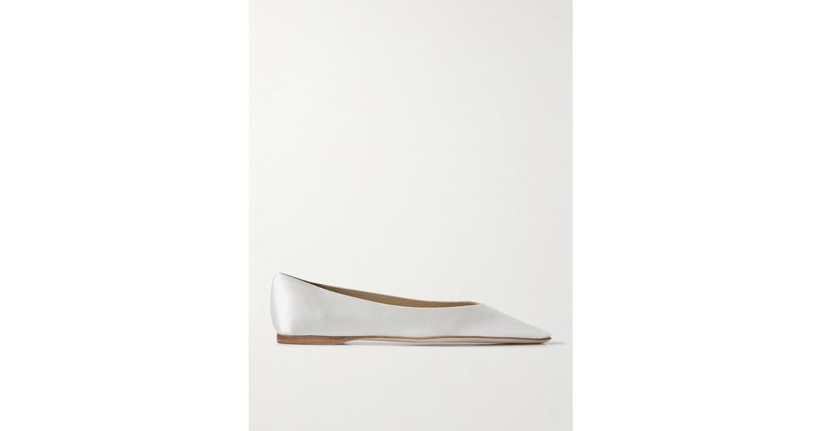 Danielle Frankel Riley Satin Point-Toe Ballet Flats in Natural | Lyst