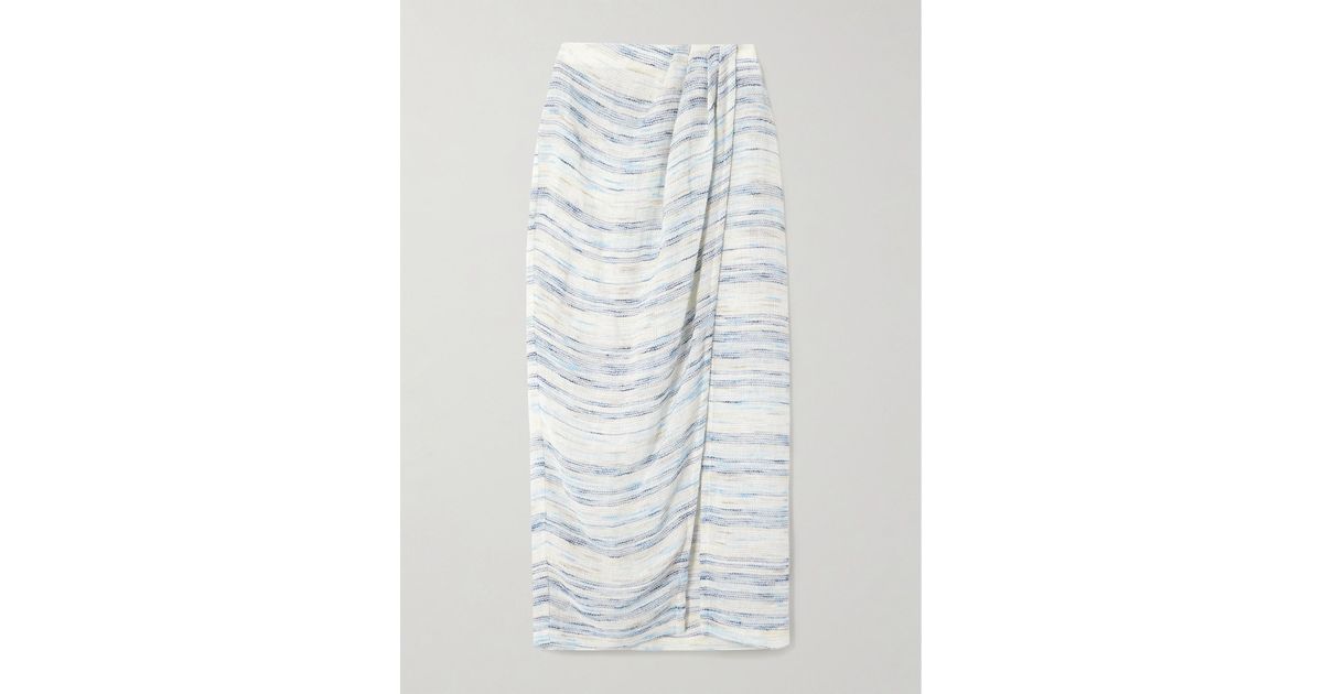 Lisa Marie Fernandez Pleated Striped Linen-Blend Gauze Pareo in White ...