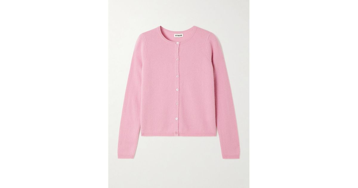 STAUD Midnight Cashmere Cardigan in Pink | Lyst UK