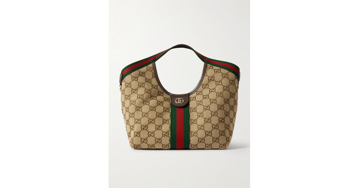 Gucci Giglio Small Leather-Trimmed Canvas-Jacquard Tote in Metallic | Lyst
