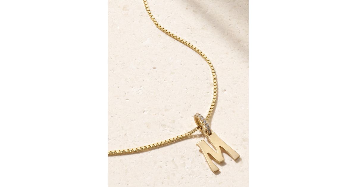 Marlo Laz Initial Charm 14-Karat Diamond Necklace in Natural | Lyst