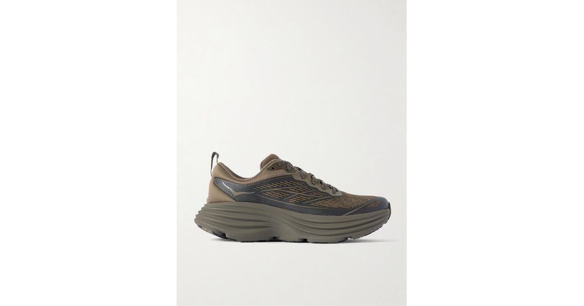 Hoka One One Stealth/ Tech Bondi 8 Caged Rubber-Trimmed Mesh Sneakers ...