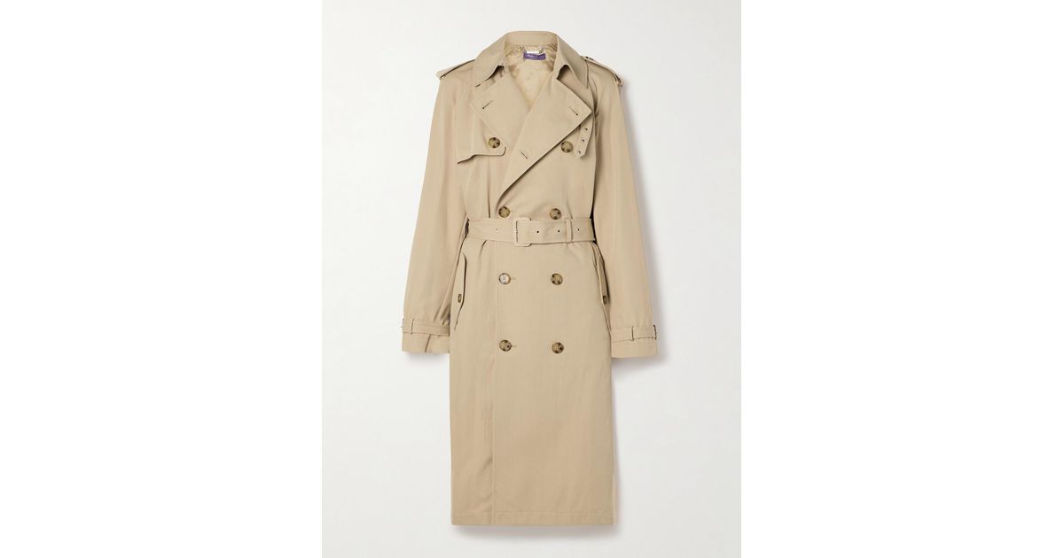 Ralph Lauren Niles Belted Double-Breasted Cotton-Blend Twill Trench Coat in Natural | Lyst UK