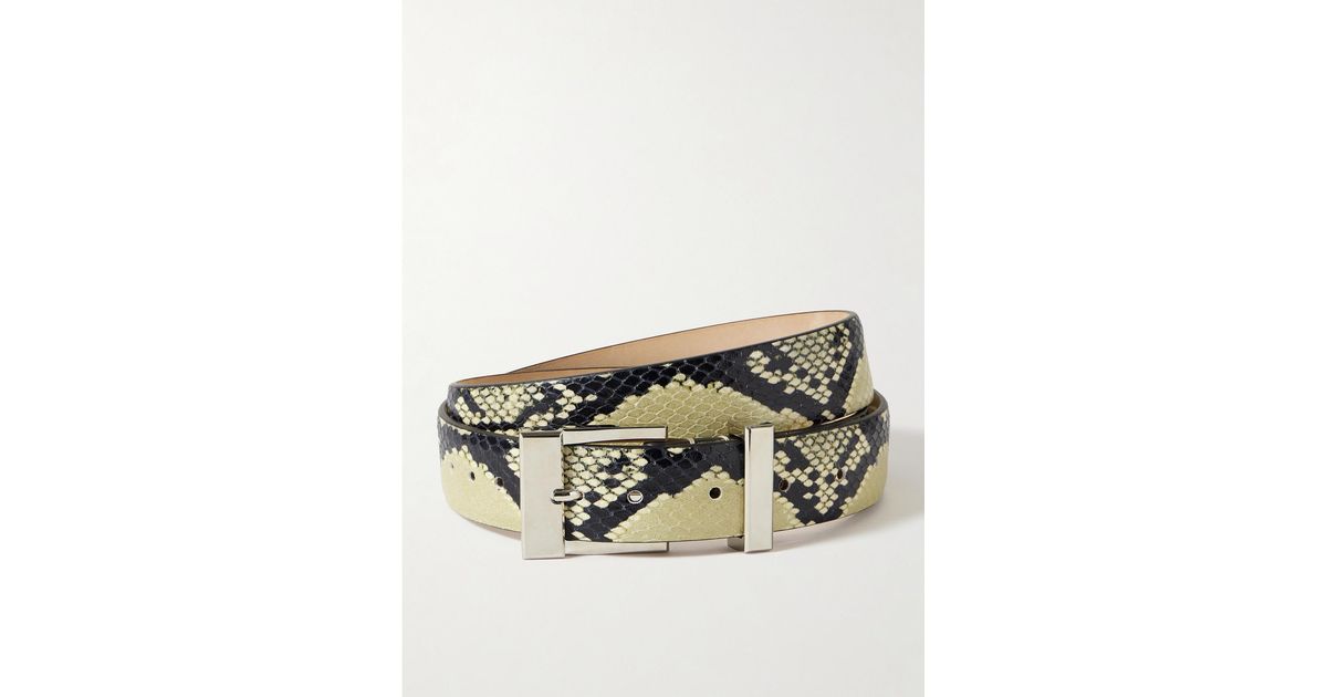 KHAITE Mahattan Snake-Effect Leather Belt in Metallic | Lyst UK