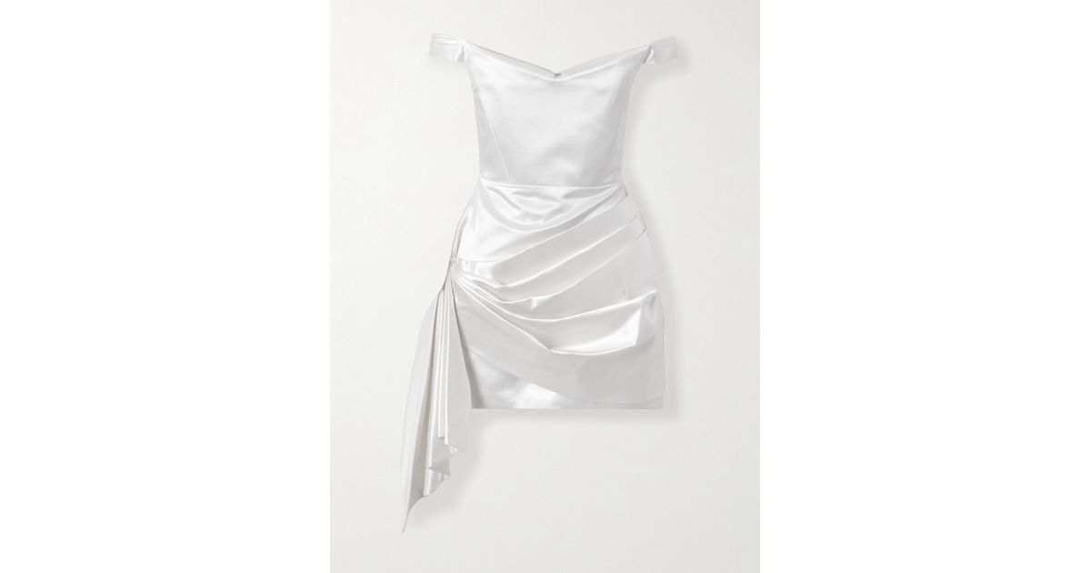Alex Perry Draped Cotton And Silk-Blend Mini Dress in White | Lyst