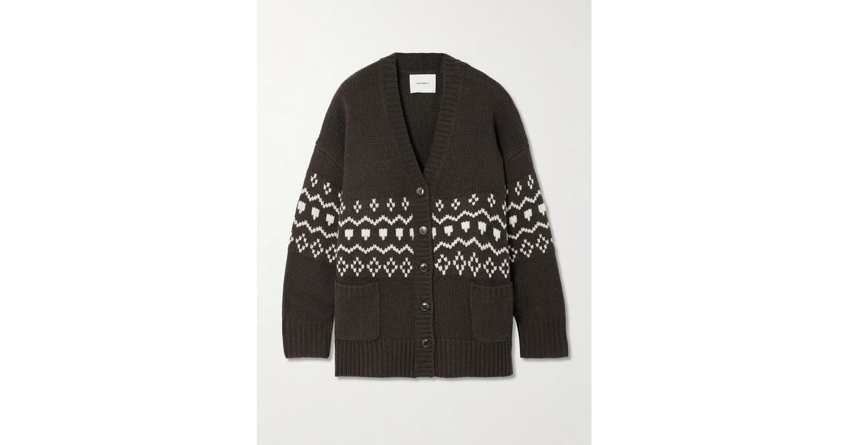 Lisa Yang Greyson Fair Isle Cashmere Cardigan in Black | Lyst