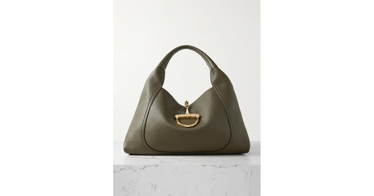 Gucci Softbit Maxi Textured-Leather Tote in Green | Lyst