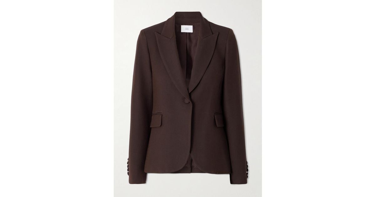 Adam Lippes Logan Wool And Silk-Blend Blazer in Brown | Lyst UK