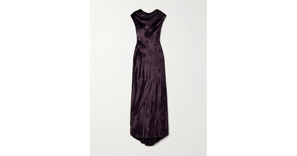 Twp Back To You Open-Back Draped Velvet Gown in Purple | Lyst UK