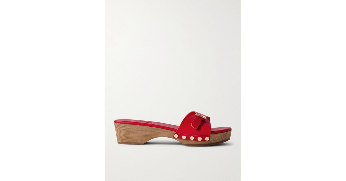 Ancient Greek Sandals Omonia Studded Leather Clogs in Red | Lyst