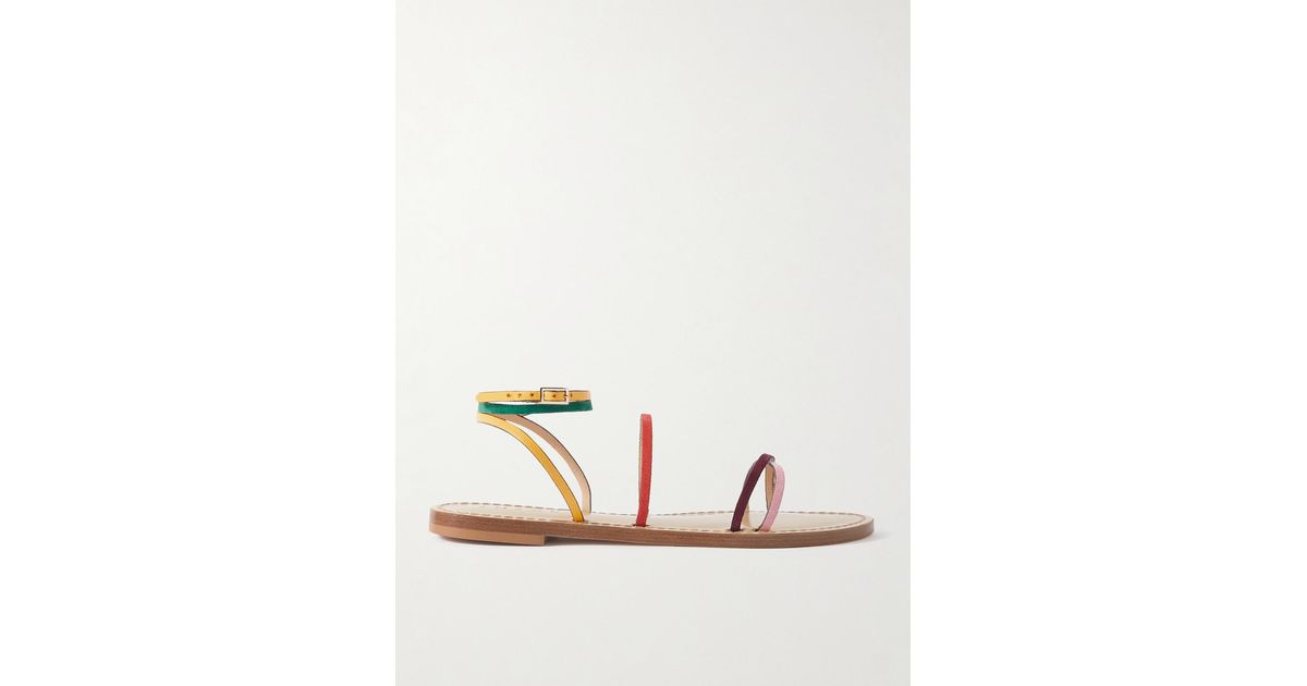 Amanu The Constantia Leather-Trimmed Suede Sandals in Natural | Lyst