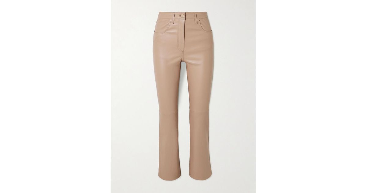 JOSEPH Duke Cropped Leather Straight-Leg Pants in Natural | Lyst