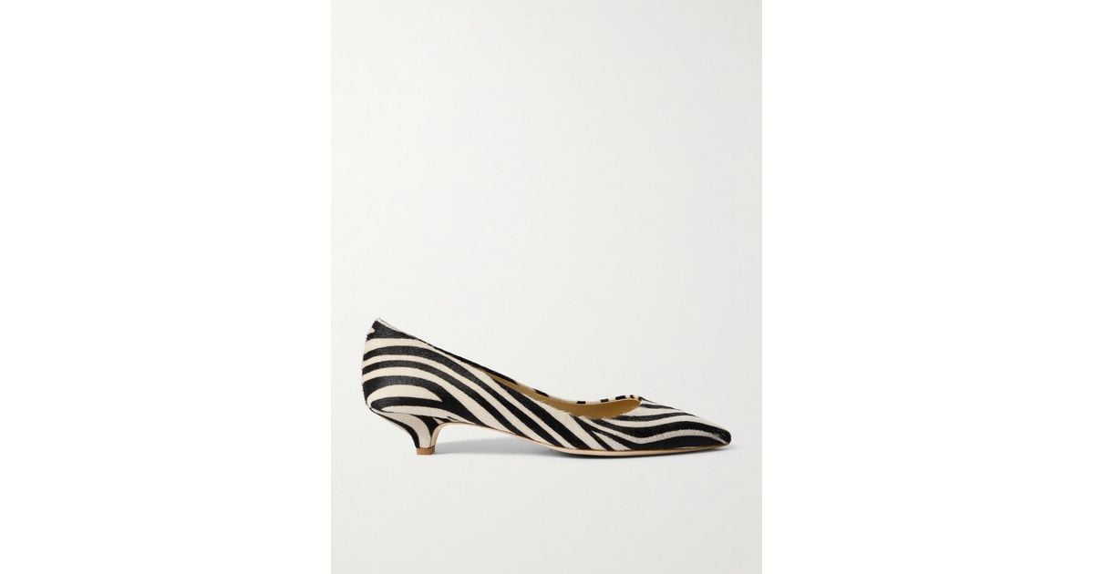 Jamie Haller Kitty Point Zebra-Print Pony Hair Pumps in Natural | Lyst