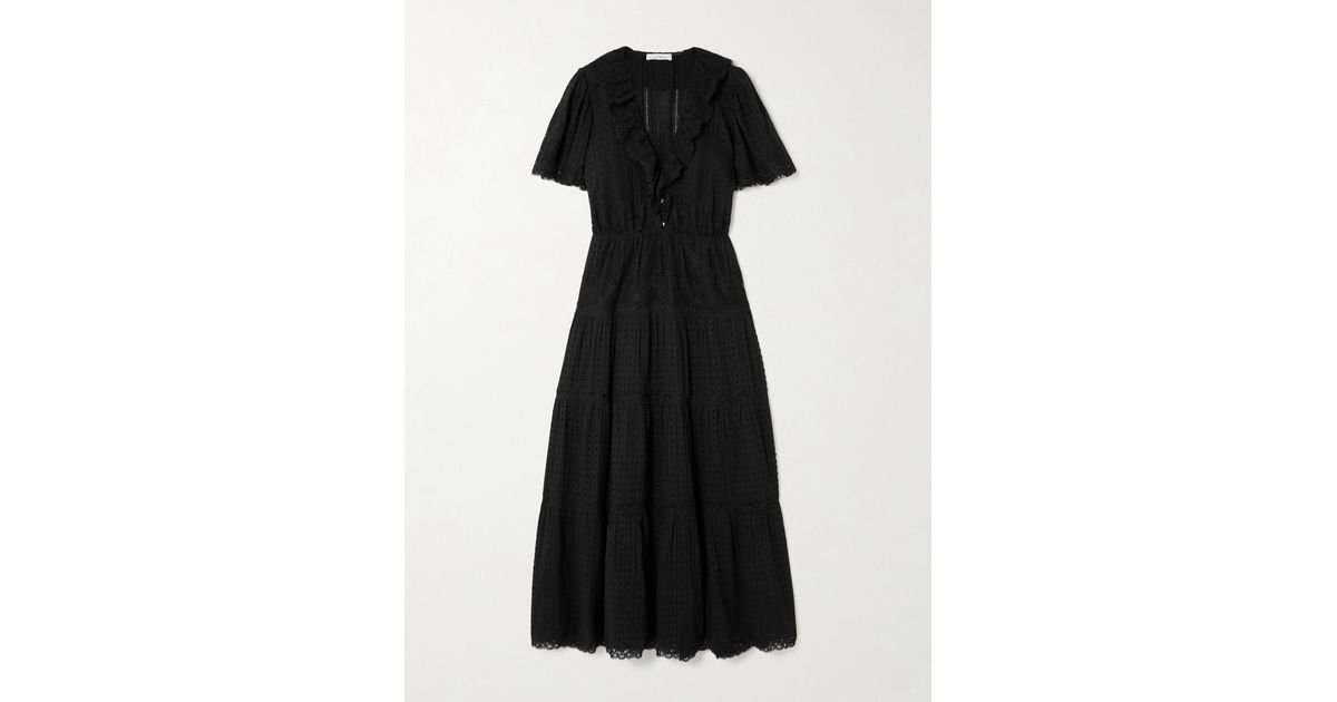 Doen Gabriella Ruffled Tiered Lace-Trimmed Point D'Esprit Cotton Dress ...