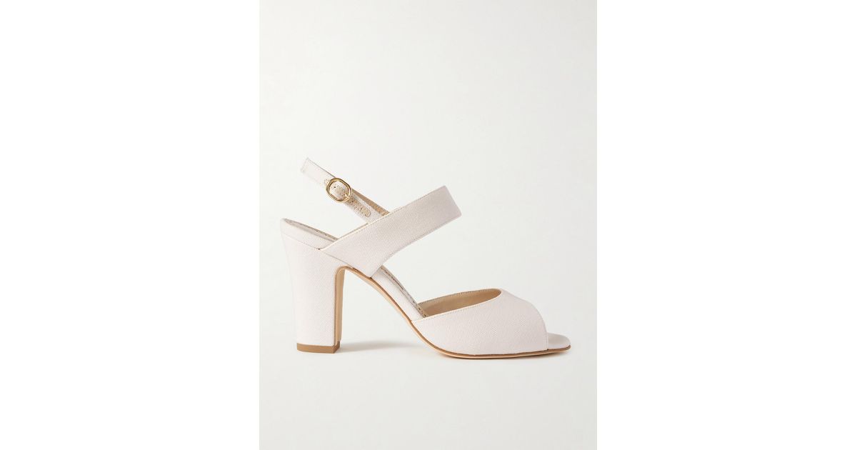 Manolo Blahnik Khiko 90 Leather-Trimmed Canvas Slingback Sandals in ...