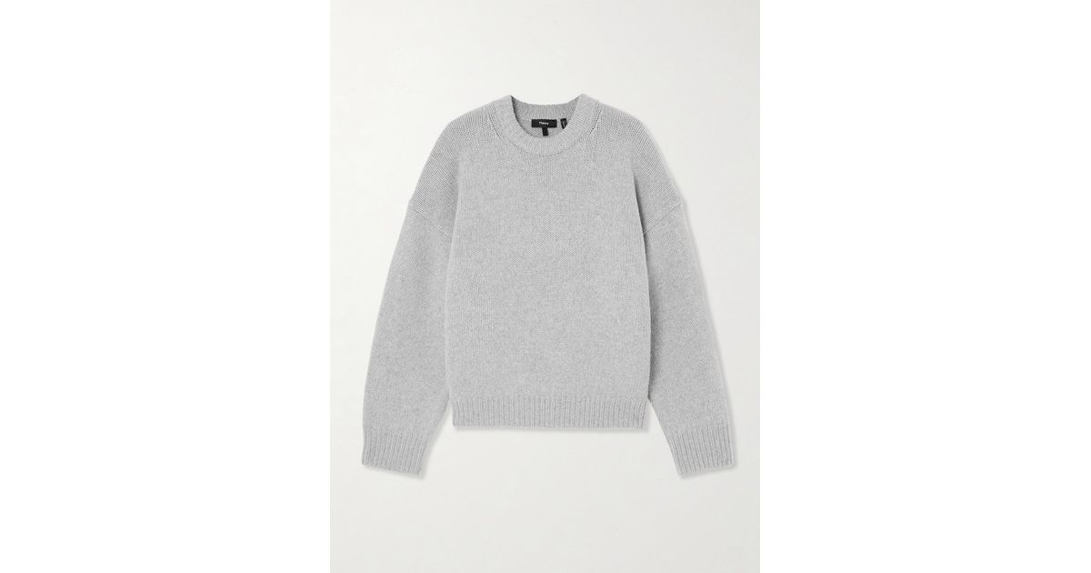 Theory Oversized Wool And Cashmere-Blend Sweater in Gray | Lyst