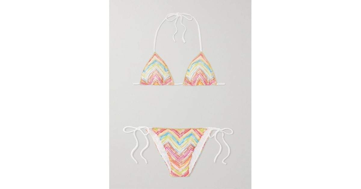 Missoni Mare Striped Metallic Crochet-Knit Triangle Bikini | Lyst