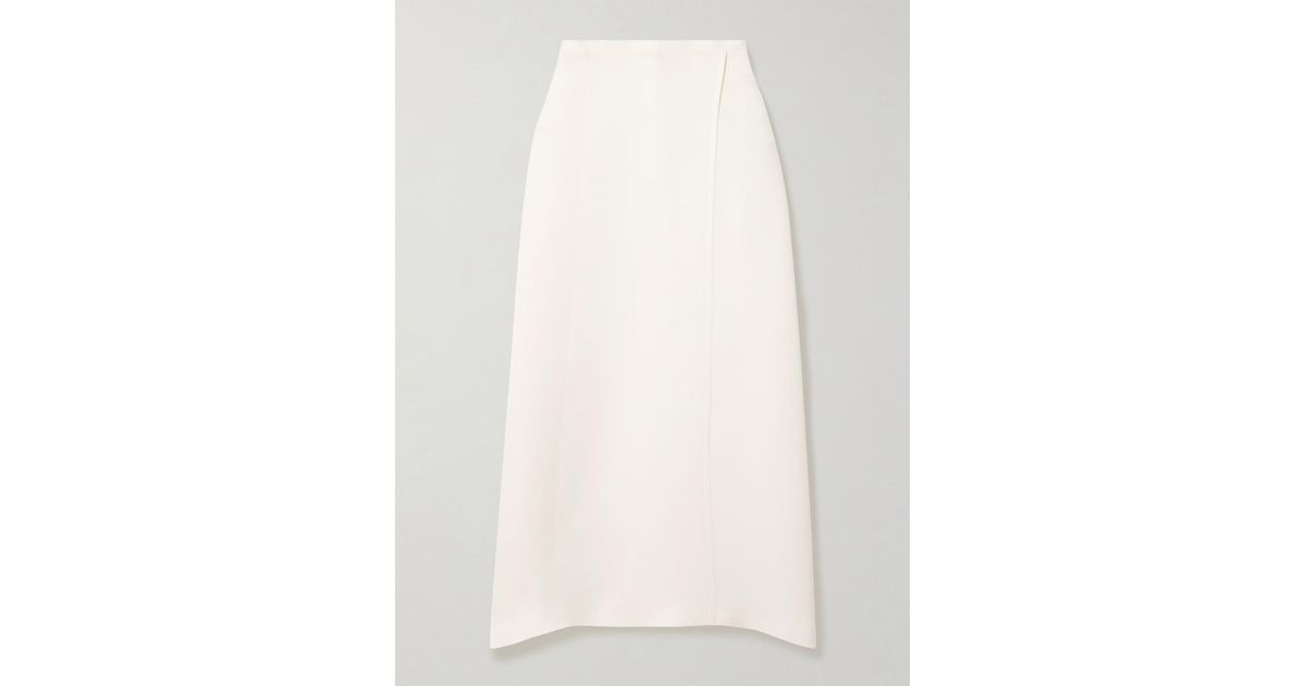 Khaite Mila Wrap-Effect Silk-Gazar Maxi Skirt in Natural | Lyst