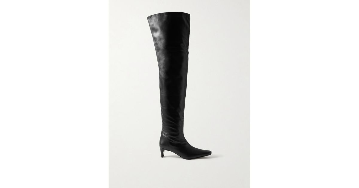 STAUD Wally Leather Over-The-Knee Boots in Black | Lyst