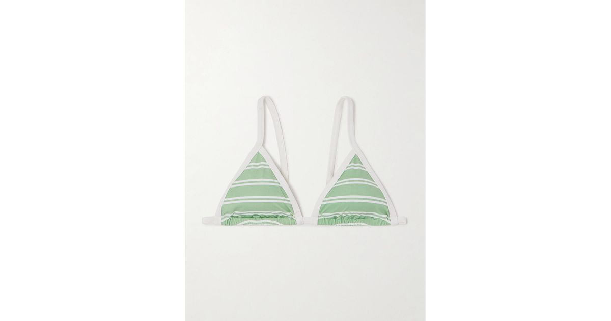 Marysia Swim Bianco Striped Triangle Bikini Top in Green | Lyst UK