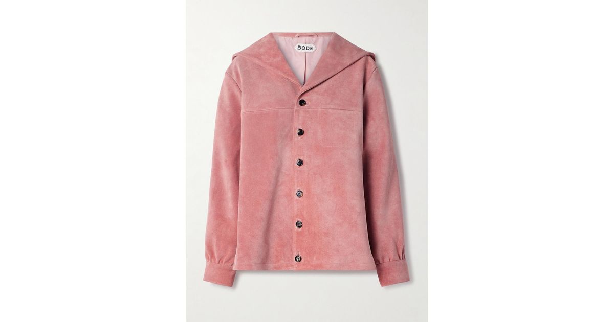 Bode Mariner Suede Jacket in Pink | Lyst