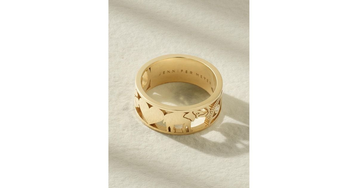 Jennifer Meyer Good Luck 18-Karat Diamond Ring in Natural | Lyst