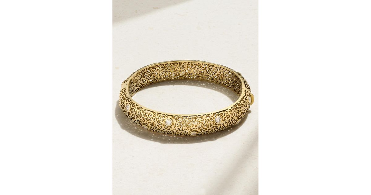 AMRAPALI LONDON Jali 18-Karat Diamond Bangle in Metallic | Lyst
