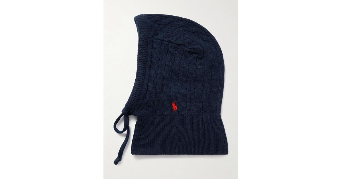 Polo Ralph Lauren Cable-Knit Wool And Cashmere-Blend Balaclava in Blue ...