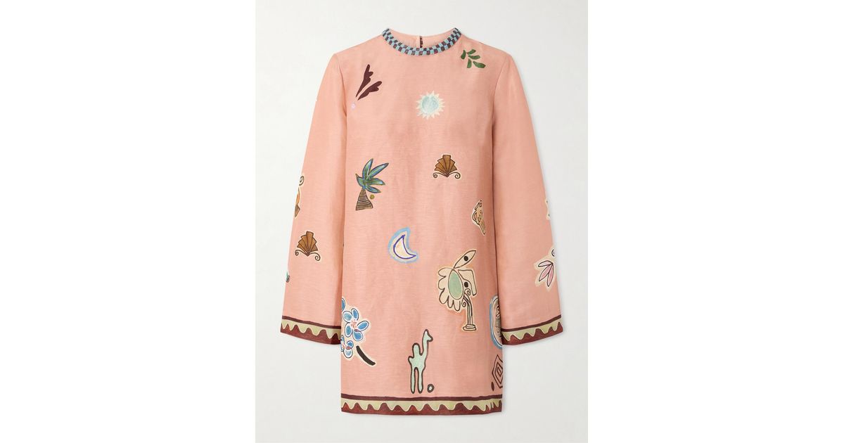 ALÉMAIS Laurence Bead-Embellished Printed Linen And Silk-Blend Mini ...