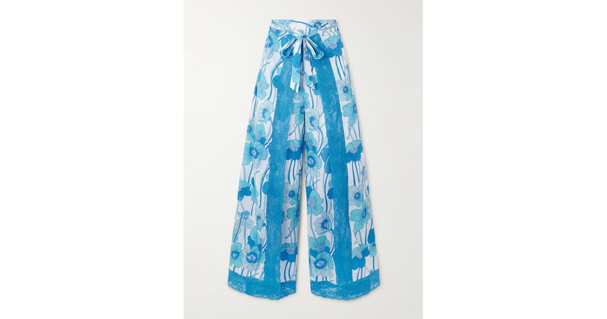 Loretta Caponi Alexis Layered Lace-Trimmed Floral-Print Cotton-Voile ...