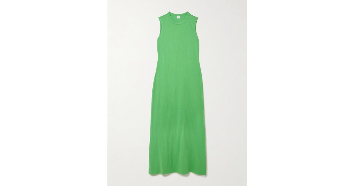 Leset Margo Cotton-Jersey Maxi Dress in Green | Lyst UK