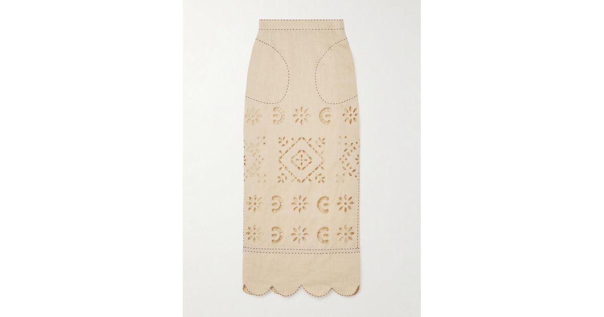 Vita Kin Orlando Scalloped Broderie Anglaise Linen Maxi Skirt in ...