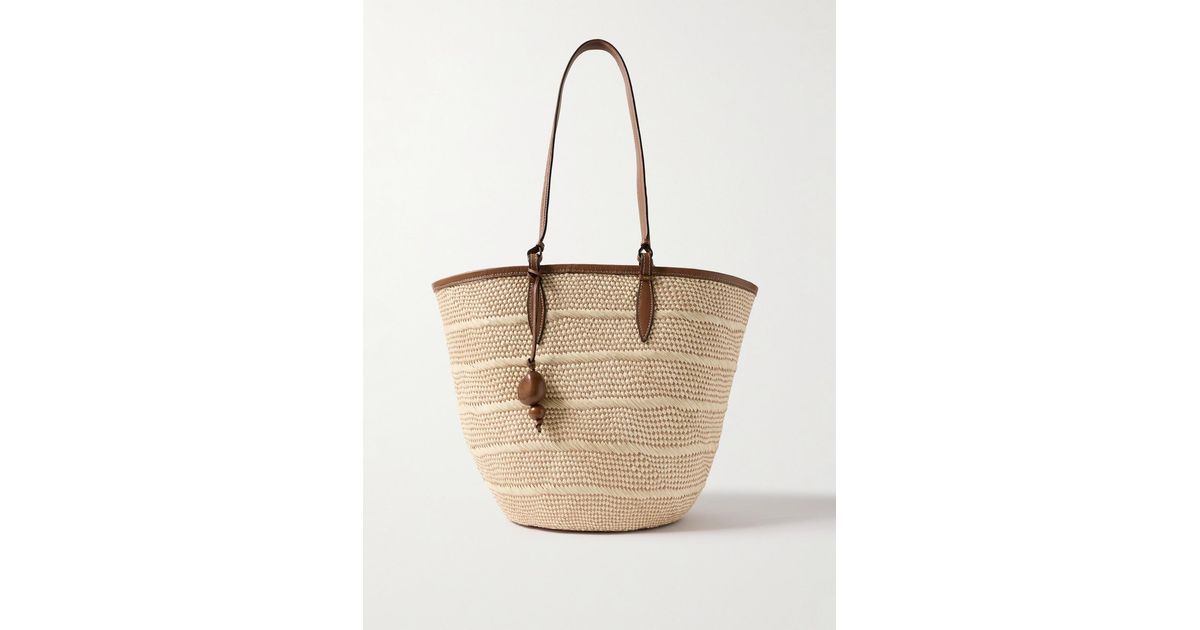 Hunting Season Basket Medium Leather-Trimmed Woven Iraca Tote in ...