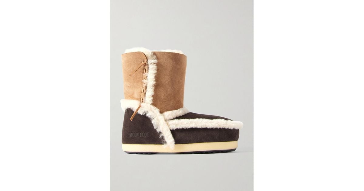 Moon Boot Evx Shearling-Trimmed Suede Snow Boots in White | Lyst UK