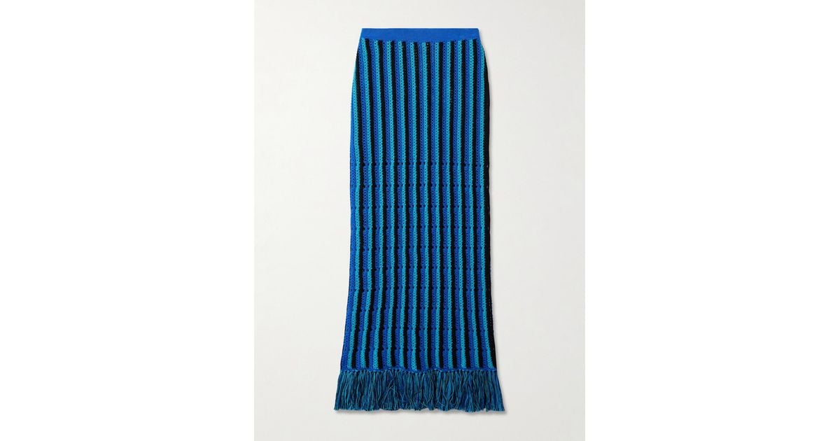Escvdo Misti Tasseled Open-Knit Cotton Maxi Skirt in Blue | Lyst UK