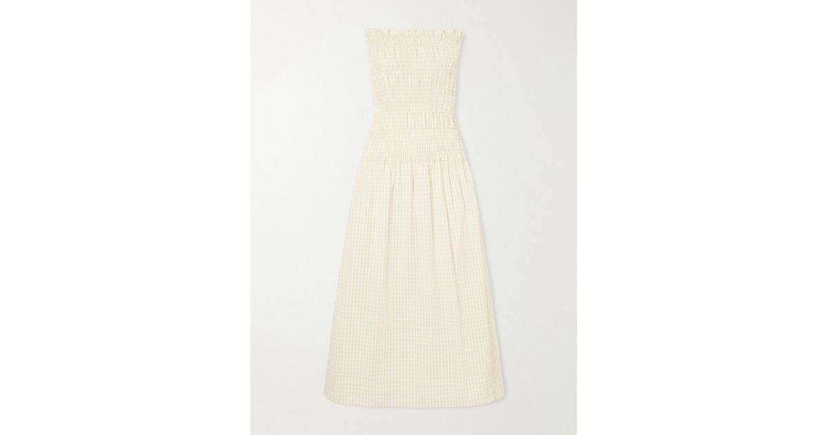 Faithfull the Brand Amalita Shirred Gingham Cotton Midi Dress in ...