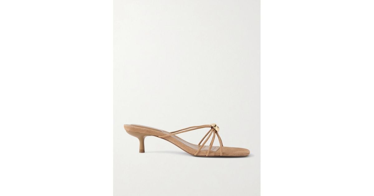 Jonathan Simkhai Amaya Embellished Suede Sandals in Natural | Lyst